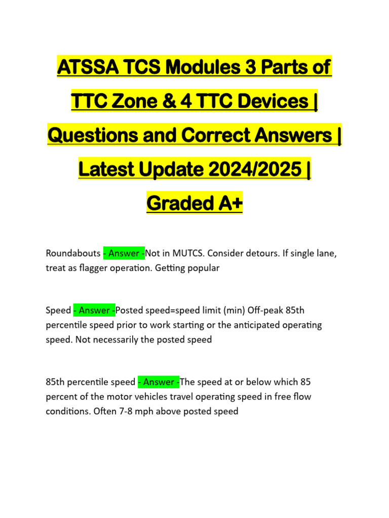 ATSSA TCS Modules: TTC Zone & Devices Guide | PDF | Traffic | Road ...