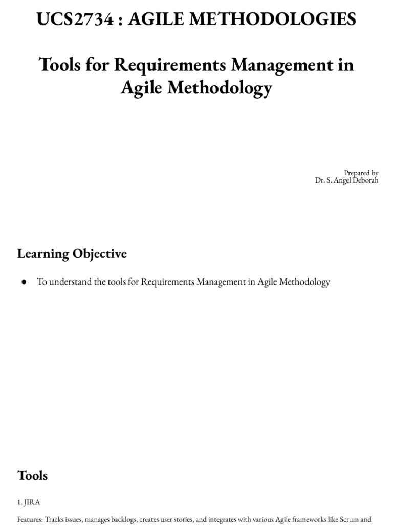Tools for Requirements Management in AM | PDF | Agile Software ...