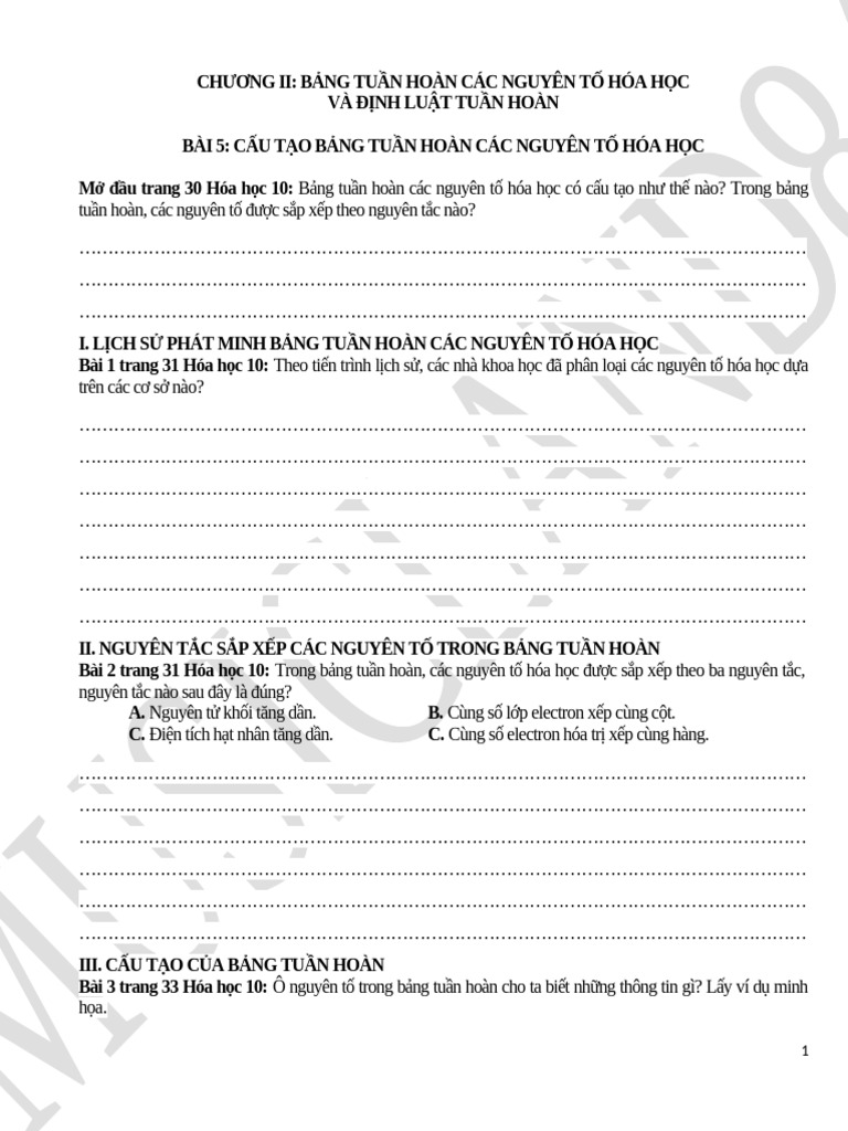 Vbt Hóa 10 - Kntt. Chương 2 | PDF