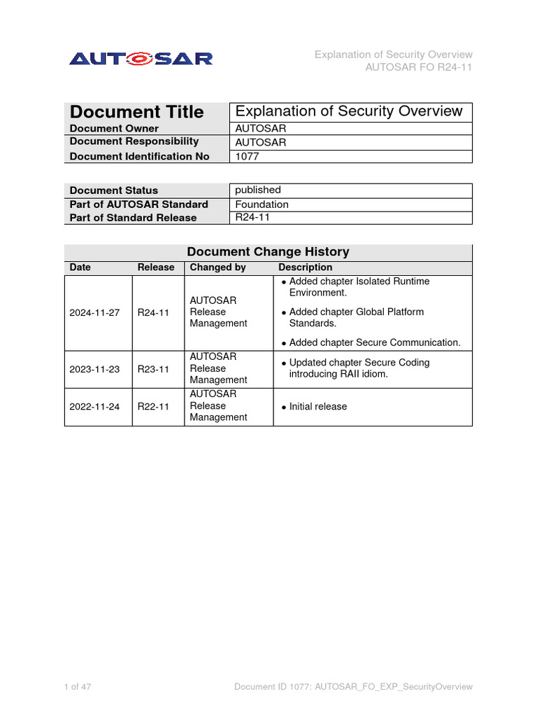 AUTOSAR FO EXP SecurityOverview | PDF | Pointer (Computer Programming) | Computing