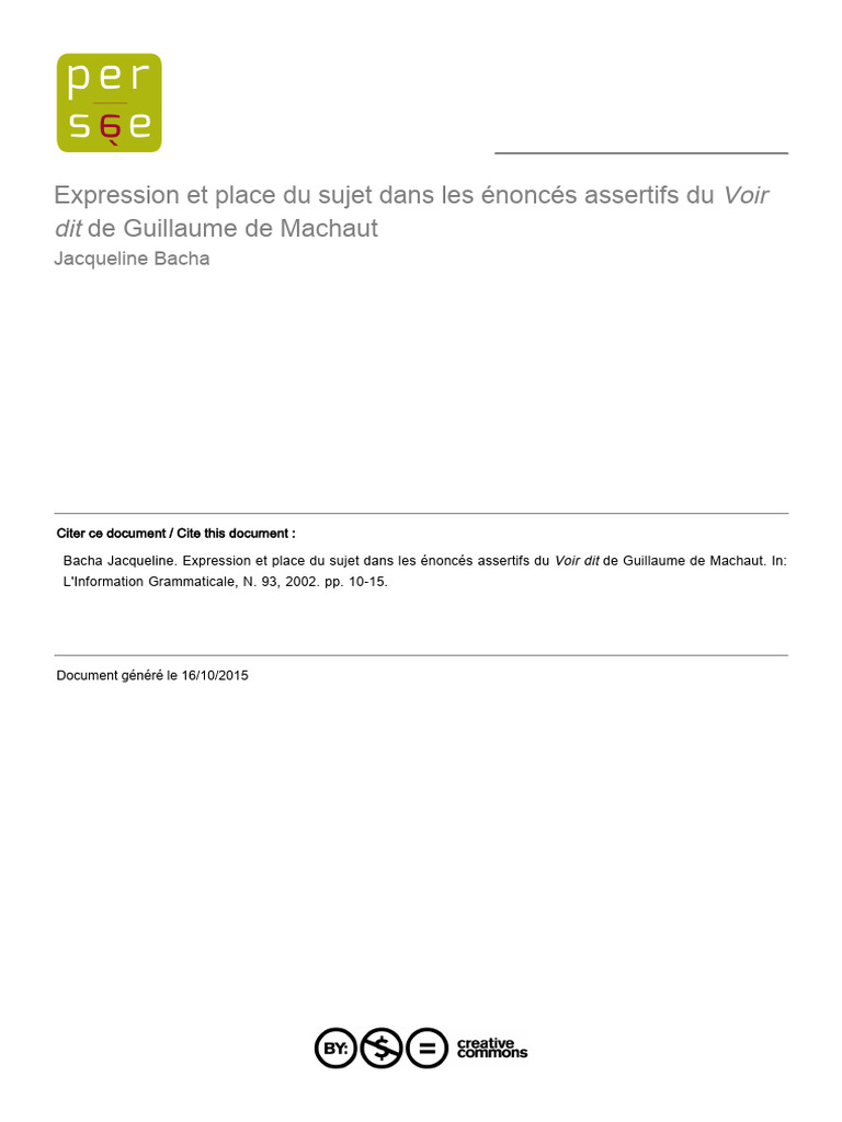 Sujet dans les énoncés de Machaut | PDF | Sujet (Grammaire) | Phrase