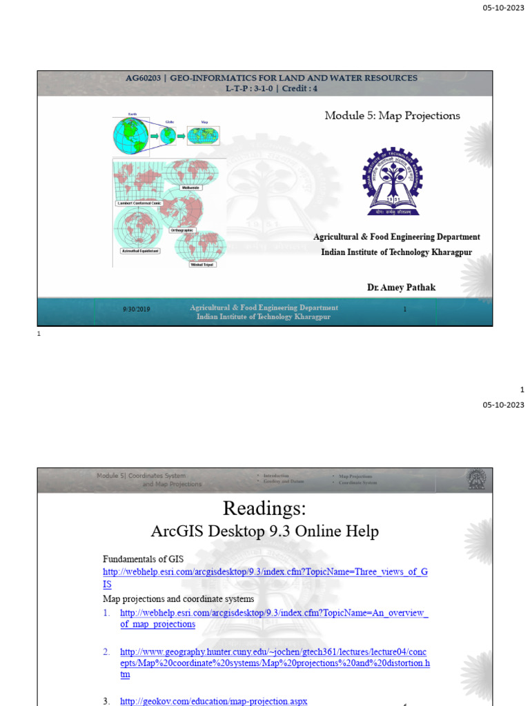 AG60203 AP M5 Map Projections | PDF | Latitude | Geodesy