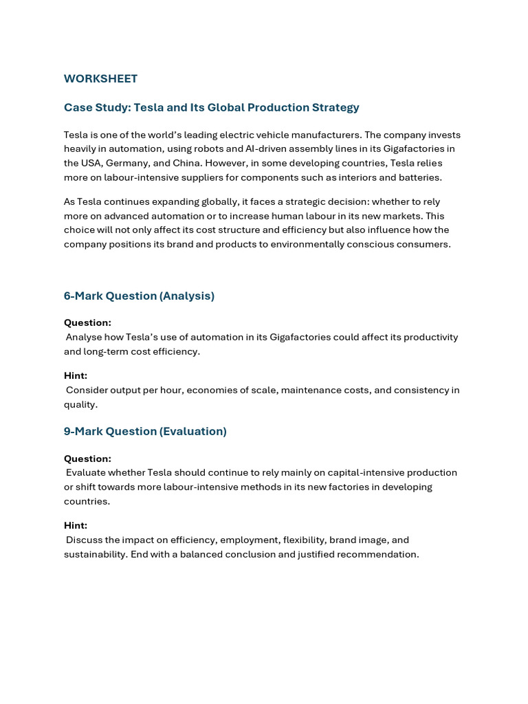 Production Activity | PDF