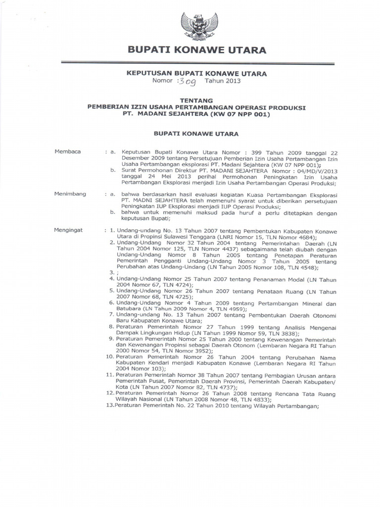 SK Izin Iup Operasi Produksi | PDF