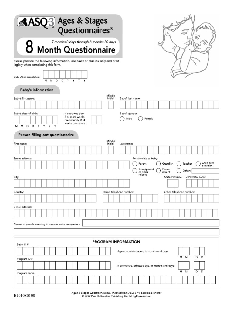 ASQ 3 8 Months With Scoring Sheet | PDF