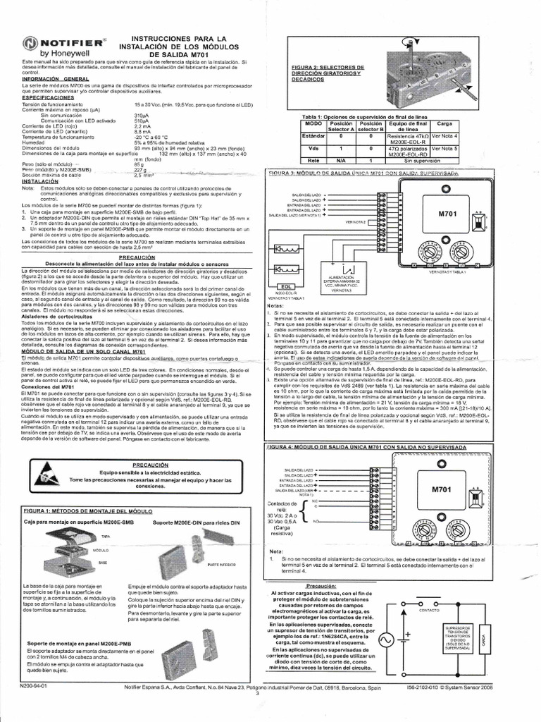 Manual M701 Notifier | PDF