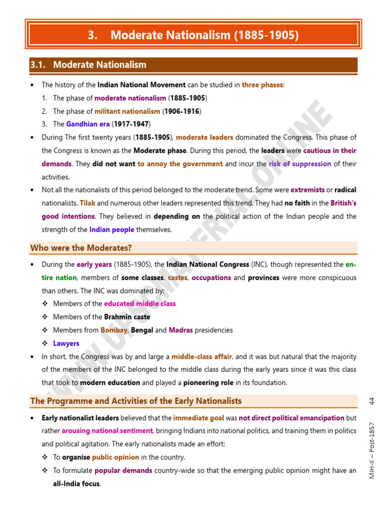 Chap-18 Moderate Nationalism (1885-1905) | PDF