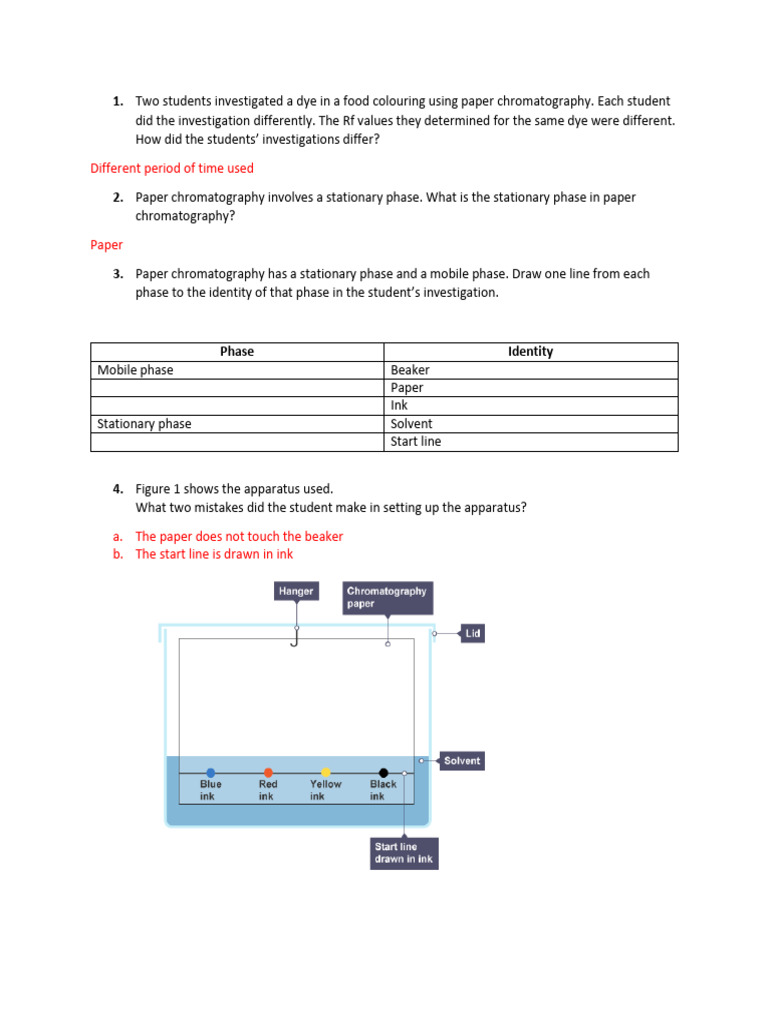 Paper Chromatography Investigation Guide | PDF | Chromatography | Chemistry