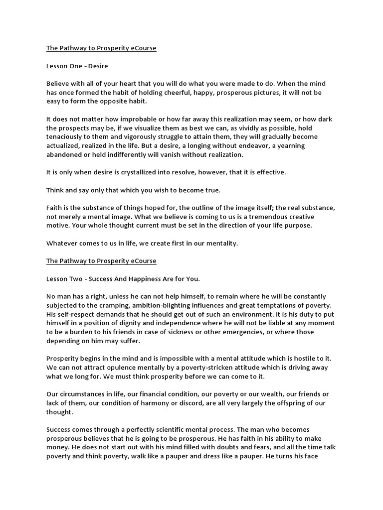 Pathway To Prosperity | PDF | Mind | Thought