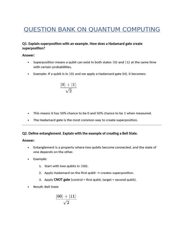 Quantum Computing Question Bank | PDF | Quantum Computing | Quantum ...