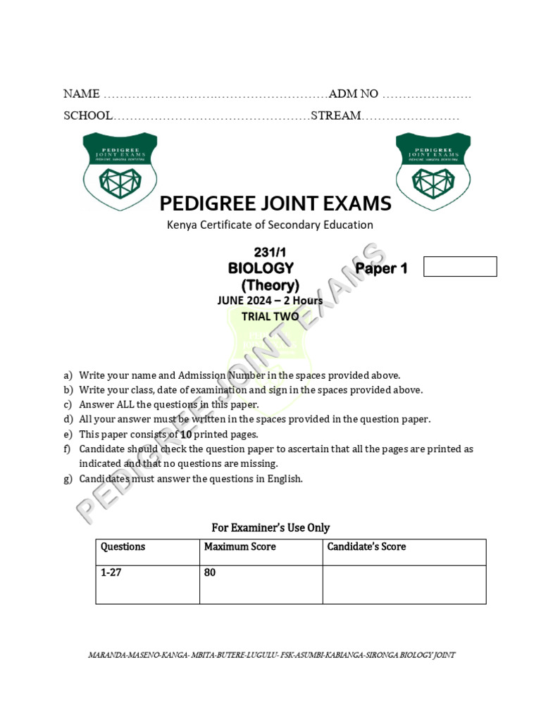 Pedigree Jointbiopp1-Trial Two | PDF | Biology
