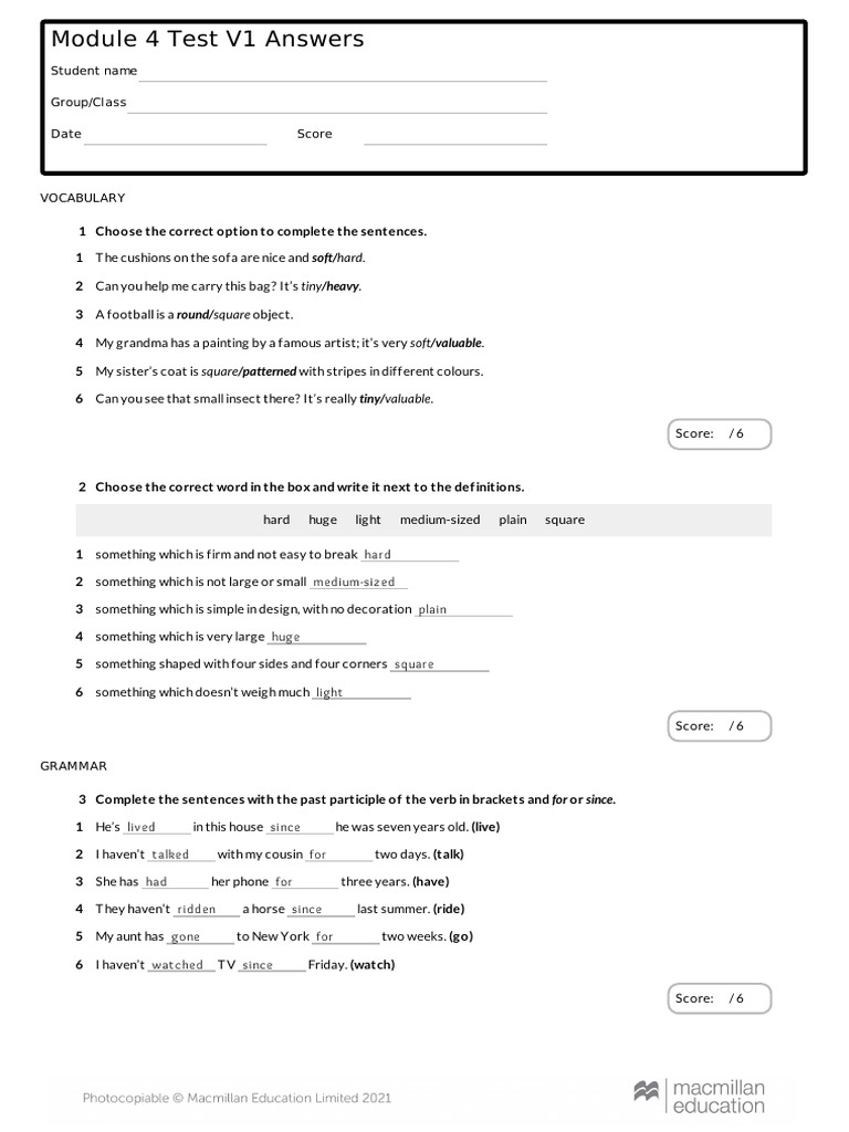 Module 4 Test Answers and Exercises | PDF