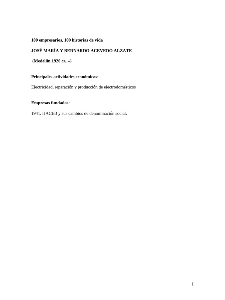 100 Empresarios 100 Historias Acevedo, José María y Bernardo | PDF ...