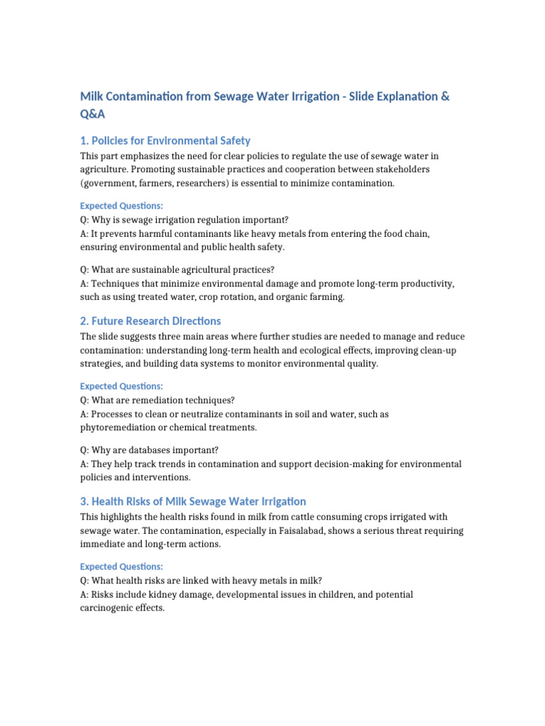 Milk Contamination Slide Explanation and QA | PDF