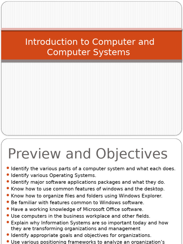 Introduction To Computers and Computer System | PDF | Computer Data ...