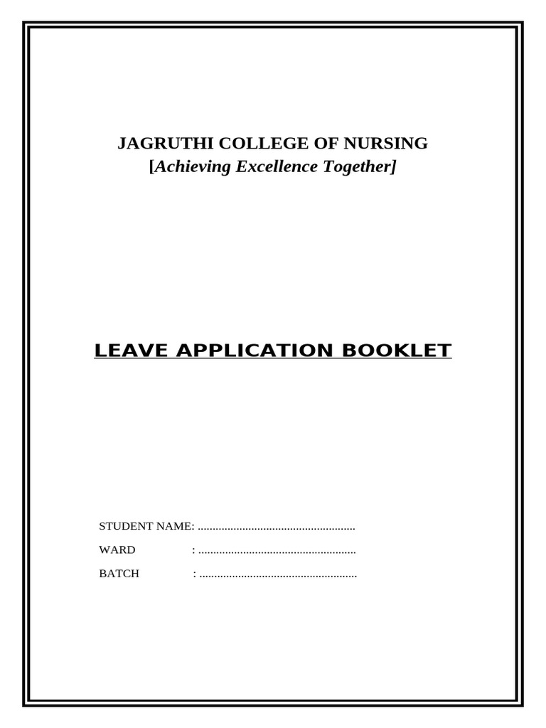 Leave Application Booklet | PDF