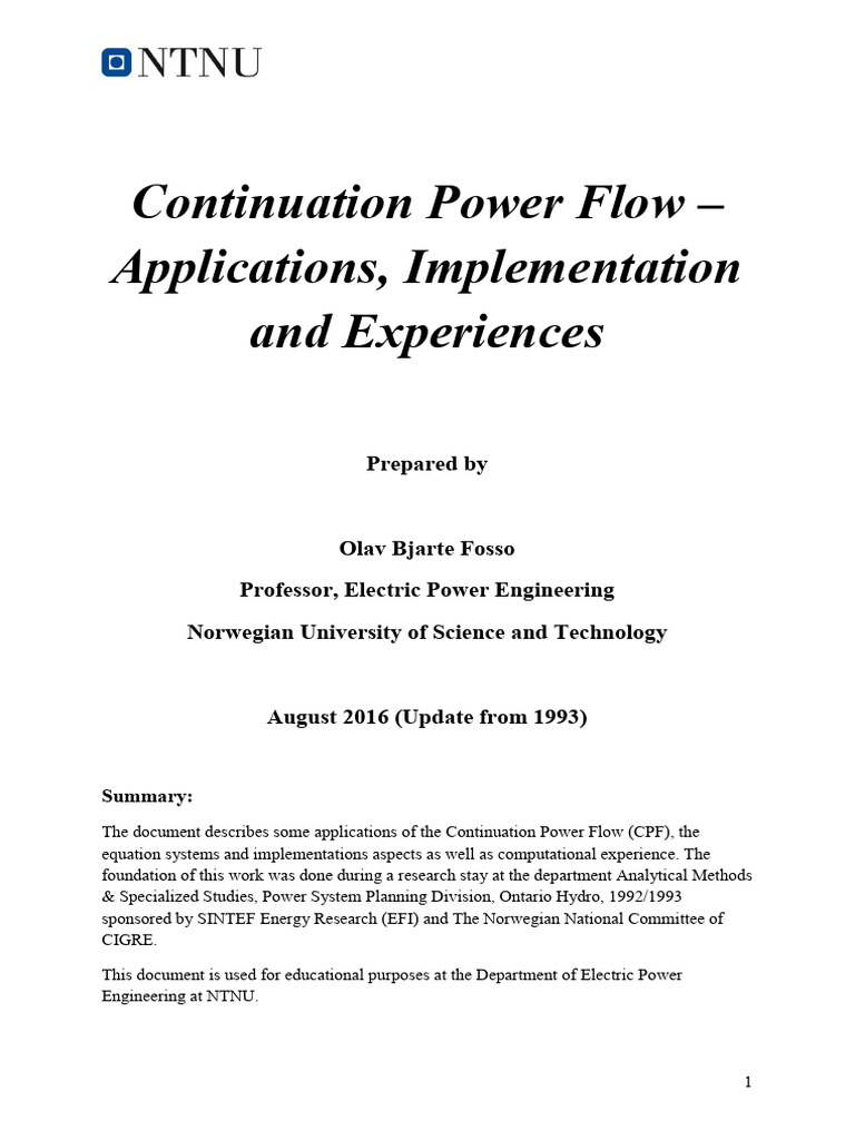 Continuation Power Flow October 2016 | PDF | Matrix (Mathematics ...