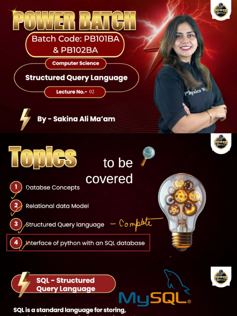 Structured Query Language Lec - 02 - Class Notes | PDF