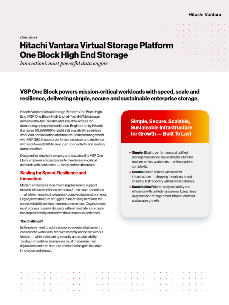 Hitachi Vantara Virtual Storage Platform | PDF | Computer Science ...