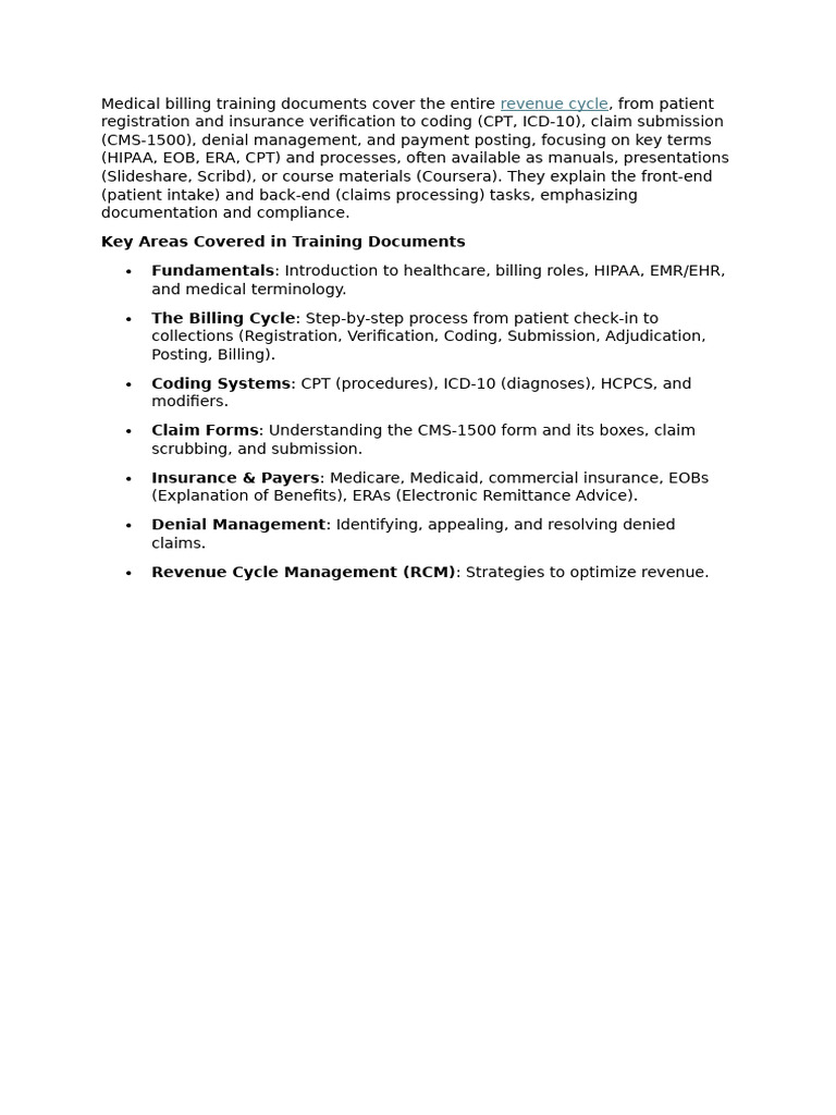 Medical Billing Training Overview | PDF