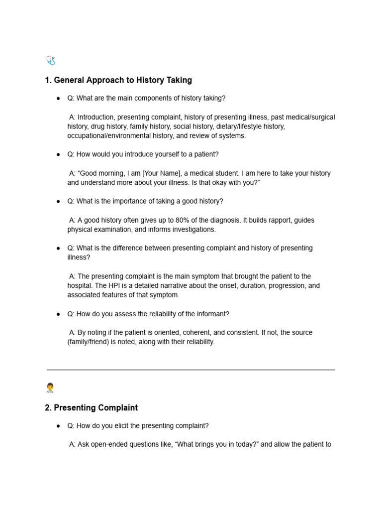 History Taking 02 Questions | PDF | Asthma | Cough