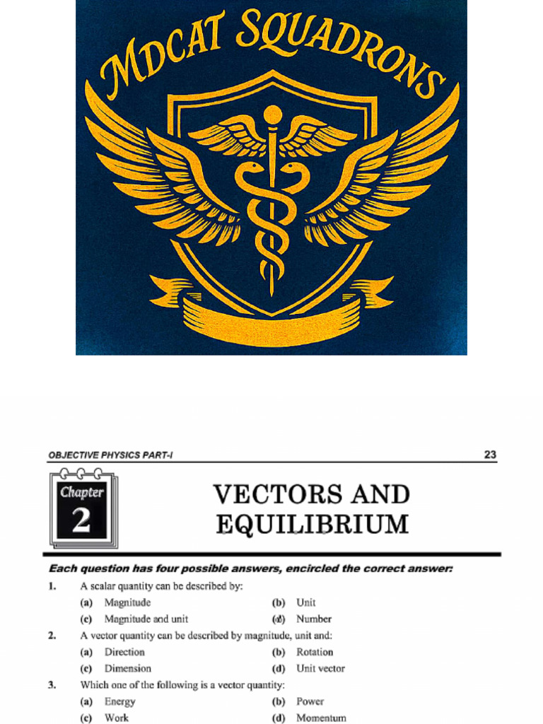 Vector and Equilibrium McQs-By MDCAT SQUADRONS | PDF