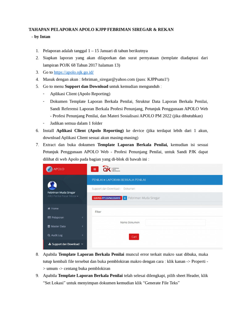 Panduan Pelaporan APOLO KJPP 2023 | PDF