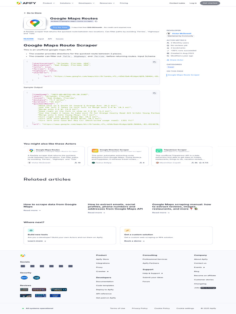 Google Maps Route Scraper Tool | PDF | Computing | Information Technology