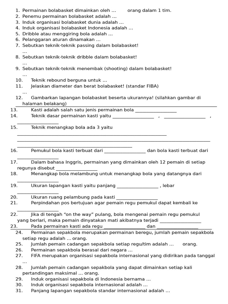 Latihan Sumatif Pjok Semester 2 - Kelas 7 | PDF