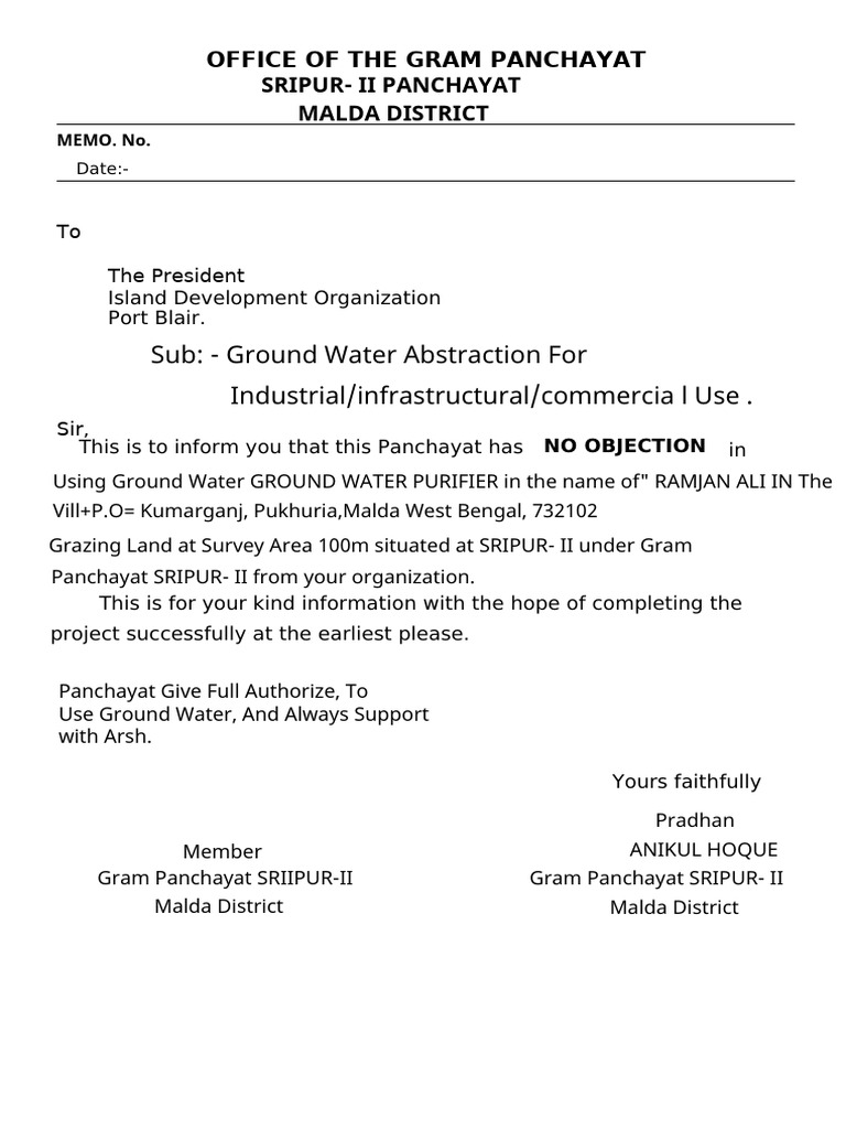 Gram-Panchayat-NOC-Format (1) Edited Edited Edited | PDF
