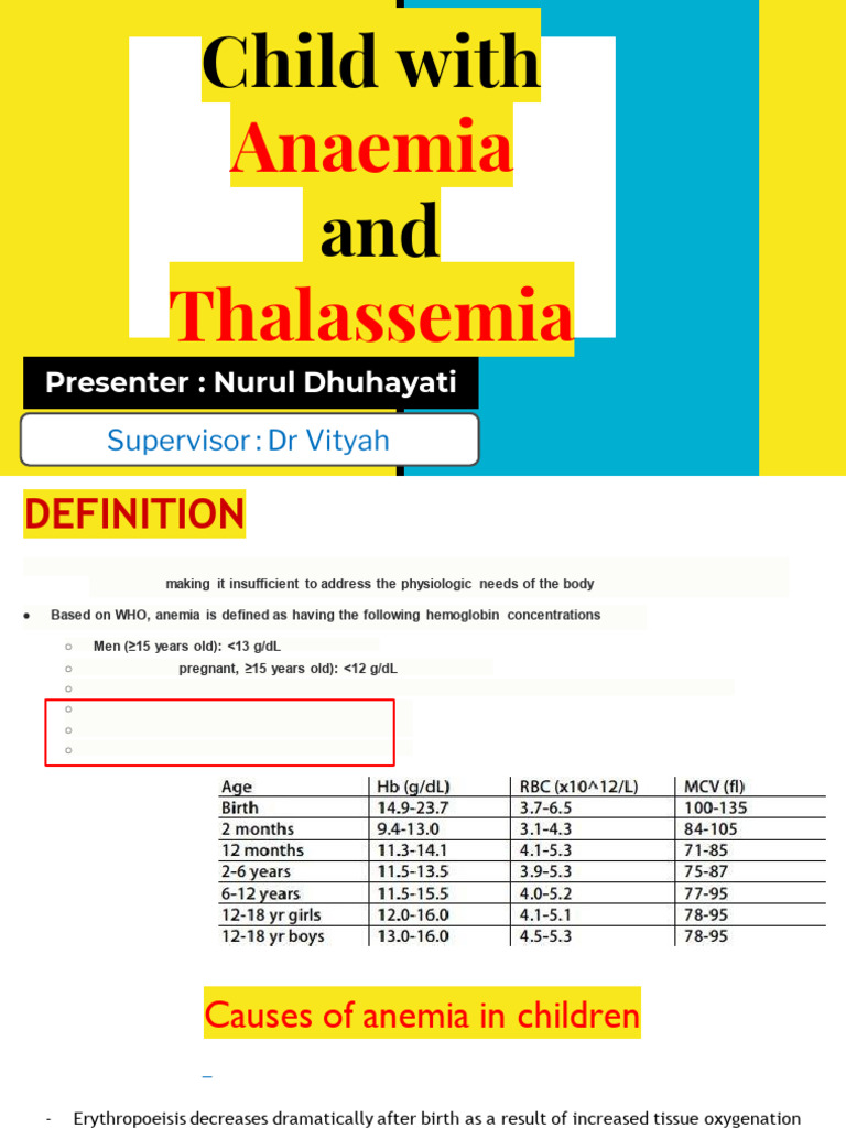 Child With Anaemia and Thalsssemia | PDF | Anemia | Diseases And Disorders