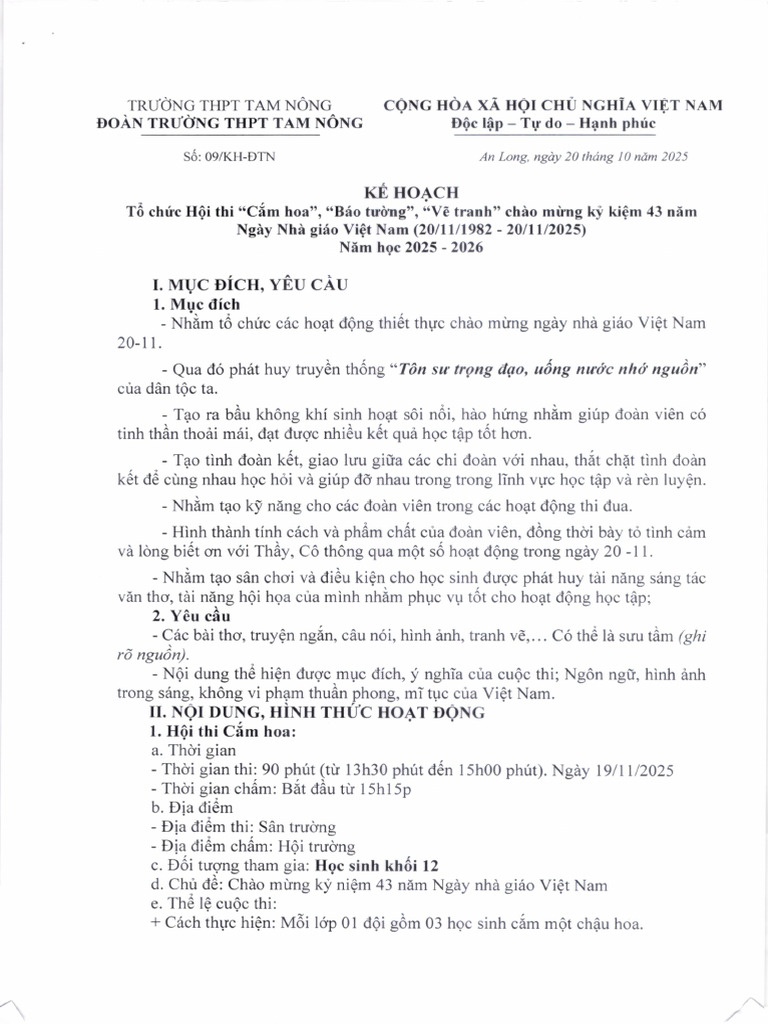 Ke Hoach To Chuc Cuoc Thi Cam Hoa-Bao Tuong-Ve Tranh Chao Mung Ngay ...
