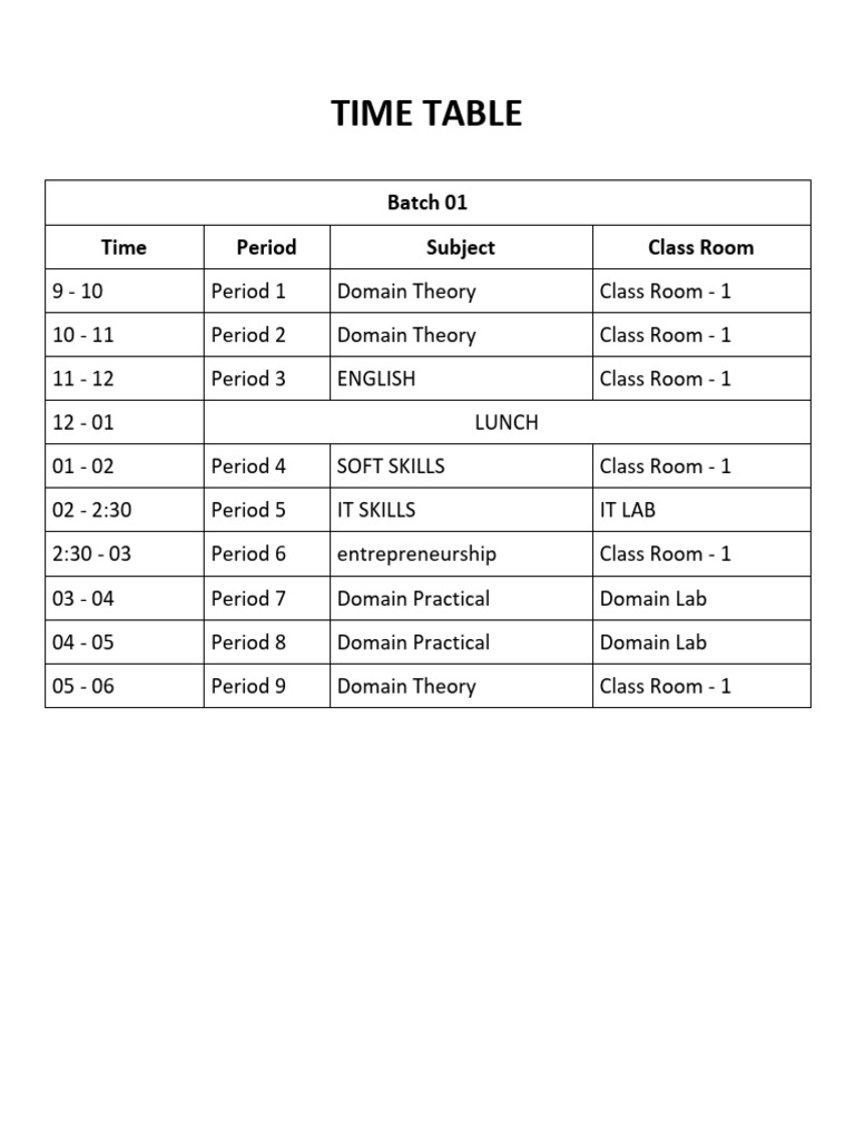 Time Table | PDF