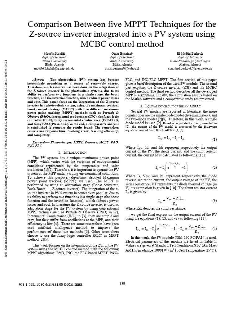 Comparison Using MCBC Control Method 2021 | PDF | Photovoltaics ...