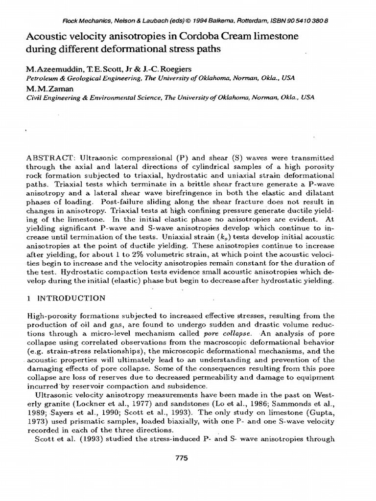 Acoustic Velocity Anisotropies in Cordoba Cream Limestone During ...