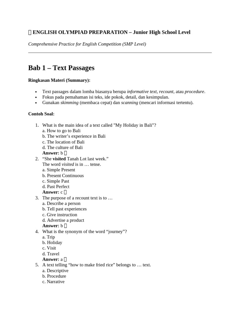 ? English Olympiad Preparation | PDF | Linguistics | Syntax