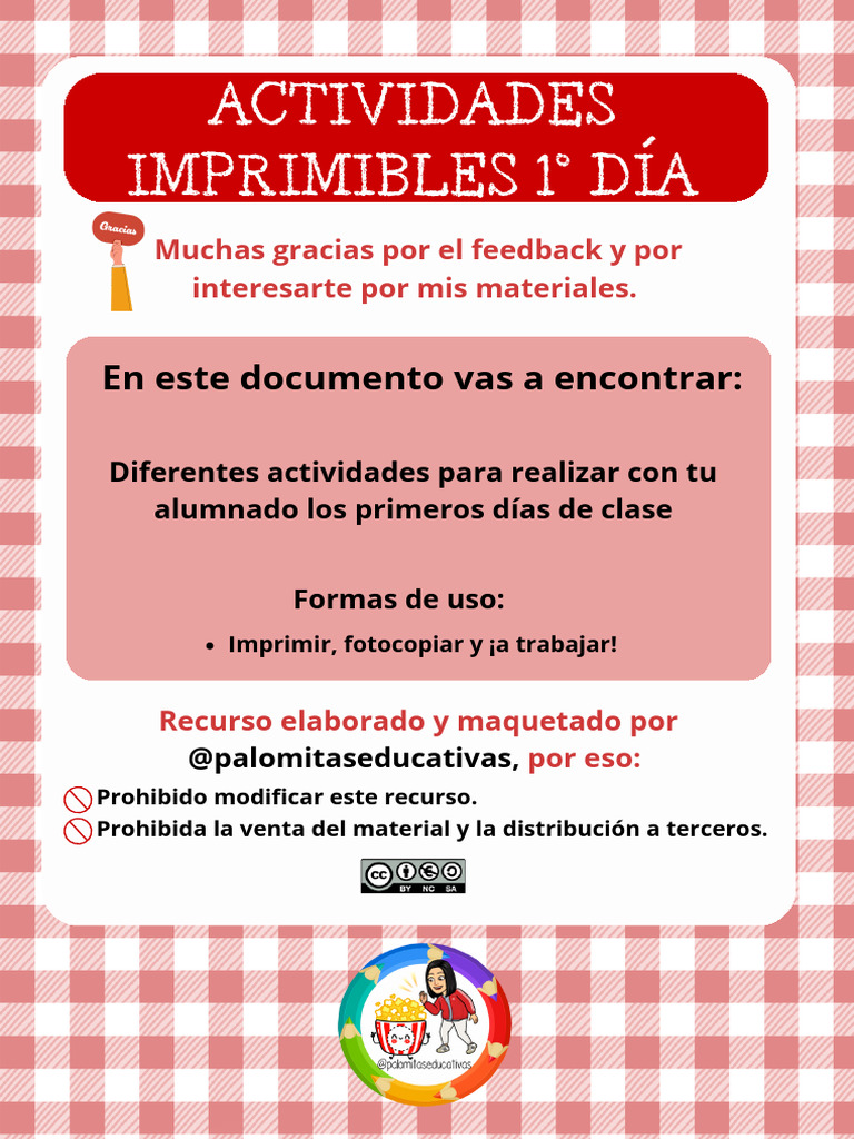 Actividades Imprimibles para el Primer Día de Clases | PDF