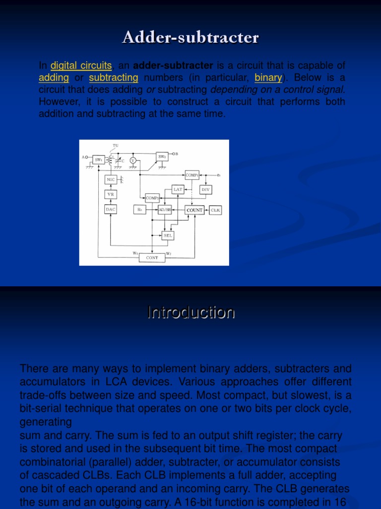 Adder-Subtracter in Digital Circuits | PDF