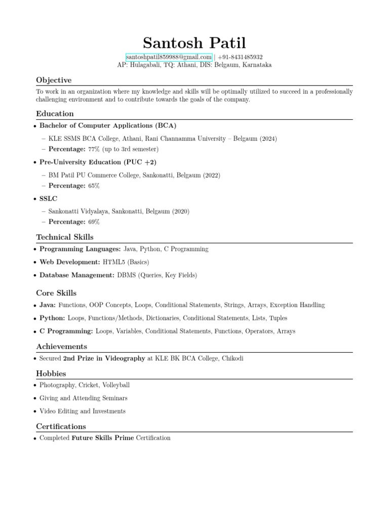 Santosh Patil ATS Resume | PDF