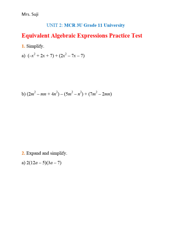 Grade 11 Unit 2 Tests | PDF | Mathematics | Number Theory