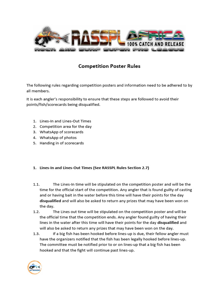 Competition Poster Guidelines for Anglers | PDF | Angling | Hobbies