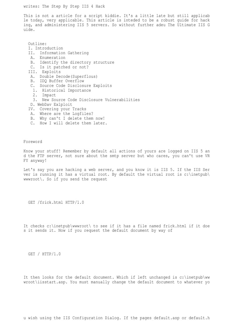 Hacking IIS | PDF | Internet Information Services | Web Server