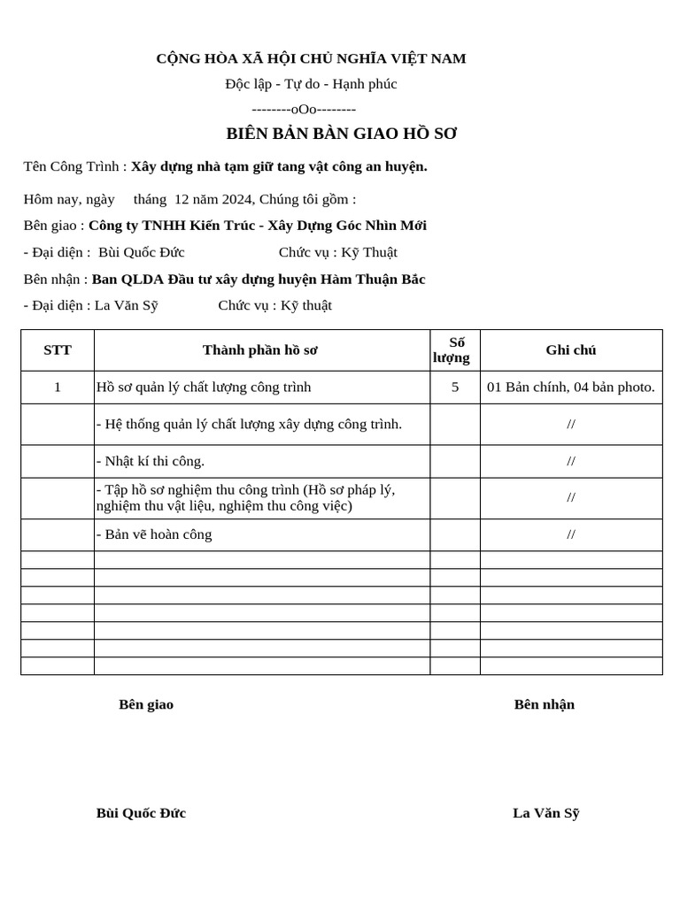 bb ban giao ho so | PDF