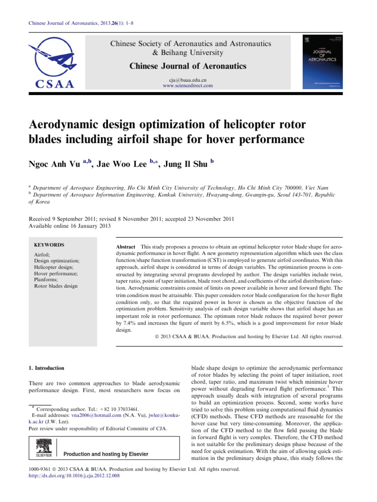 Aerodynamic Design Optimization of Helicopter Rotor | PDF | Airfoil ...