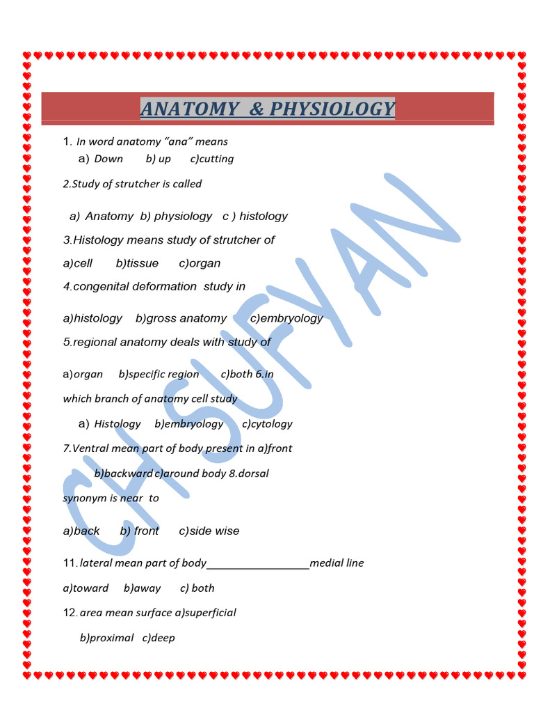 Anatomy & Physiology Mcqs (Part 01) - 092917 | PDF | Anemia | Digestion