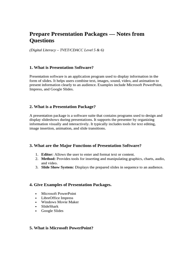 Prepare Presentation Packages | PDF | Microsoft Power Point | Computing