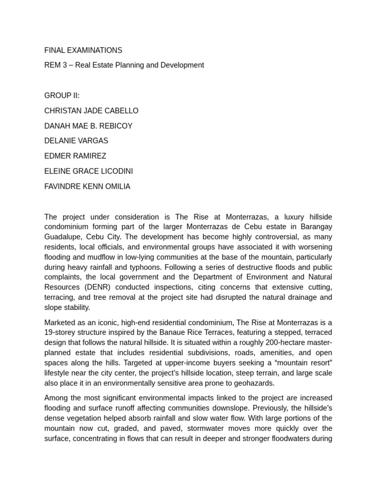 Environmental Impact of Monterrazas Project | PDF | Flood | Erosion