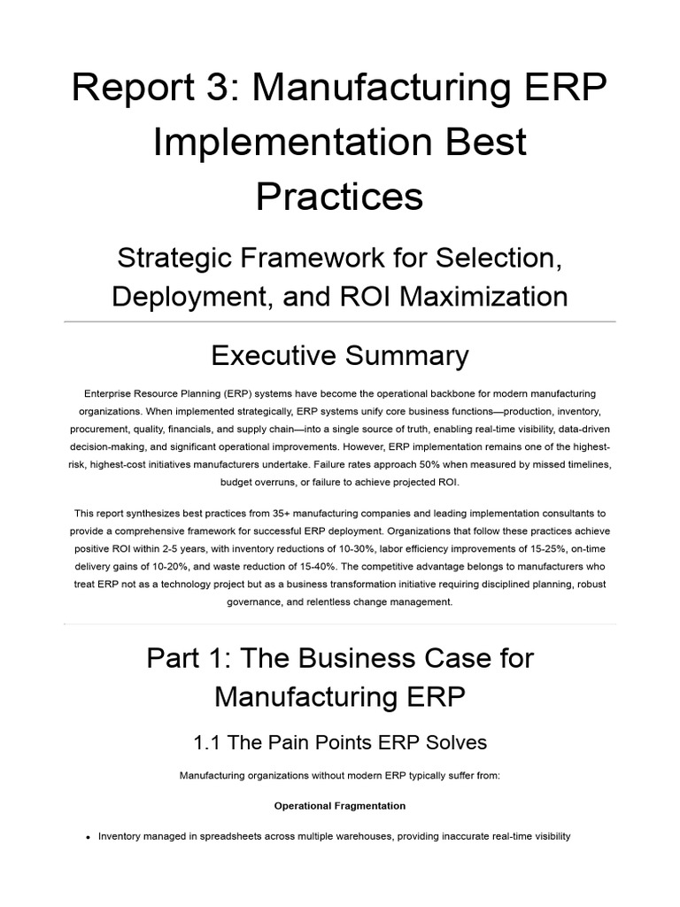Report 3 ERP Best Practices | PDF | Enterprise Resource Planning ...