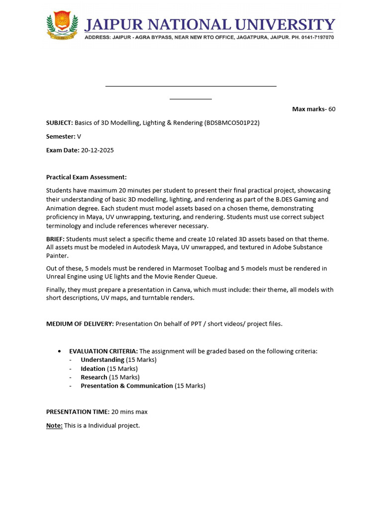 Basics of 3D Modelling, Lighting & Rendering (BDSBMCO501P22) | PDF