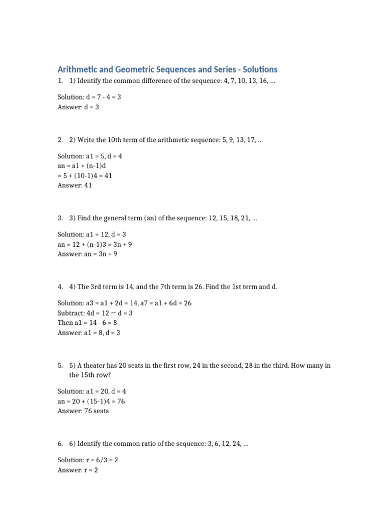 Arithmetic and Geometric Solutions | PDF